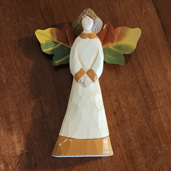 Accents | Fall Wood And Metal Standing Angel Figurine | Poshmark